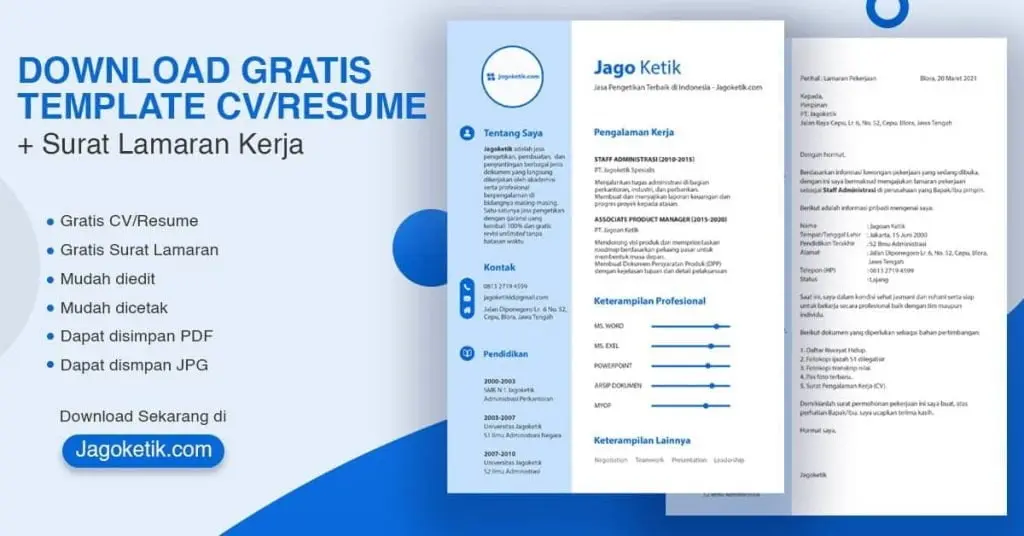 Download Gratis Template CV dan Surat Lamaran Kerja