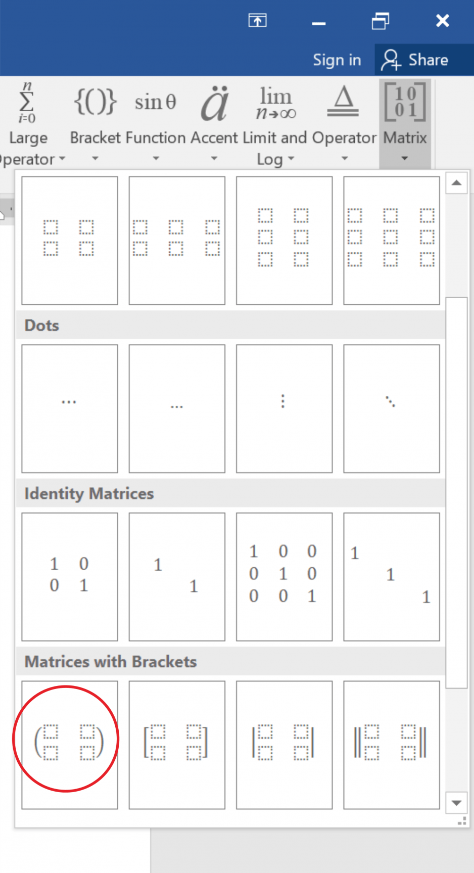 Cara Menambahkan Ordo Pada Matriks di Word