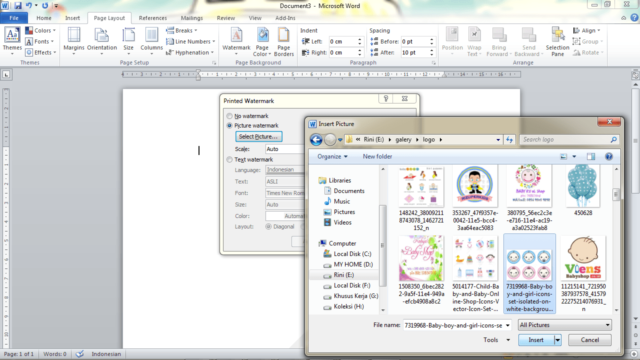 Cara mudah Membuat Watermark di Word