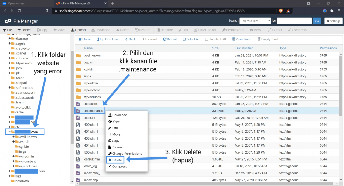 Cara Mudah Mengatasi "The website is undergoing scheduled maintenance" di Wordpress