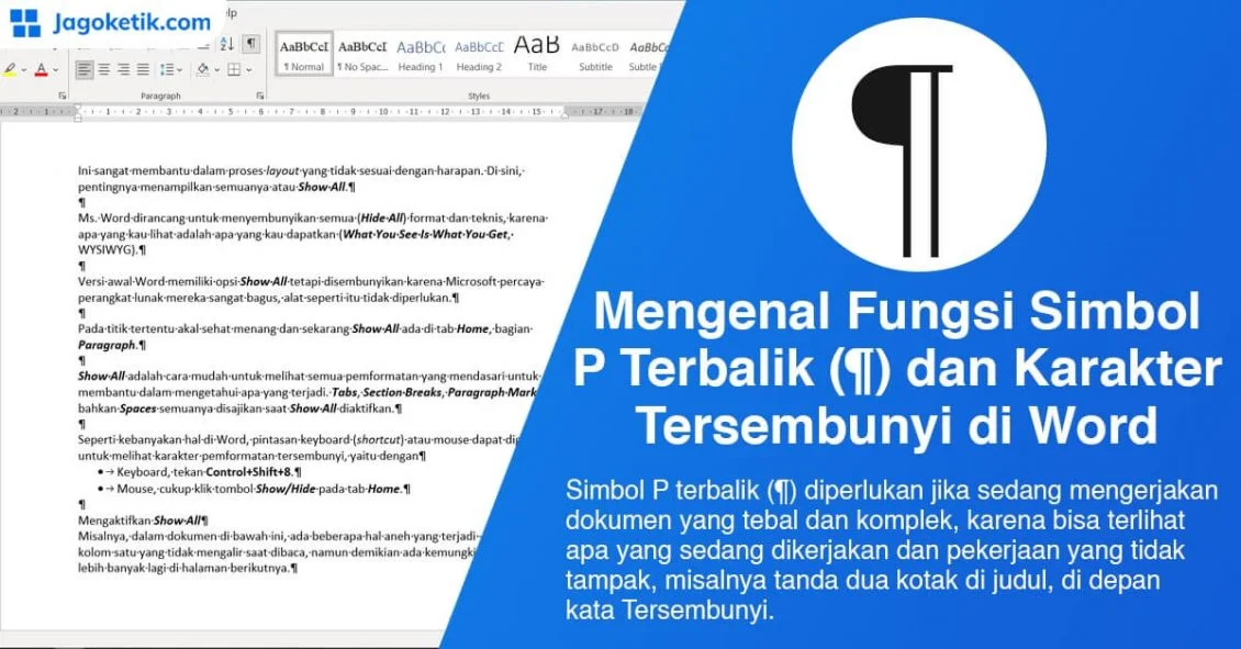Fungsi Simbol P Terbalik (¶) dan Karakter Tersembunyi di Word