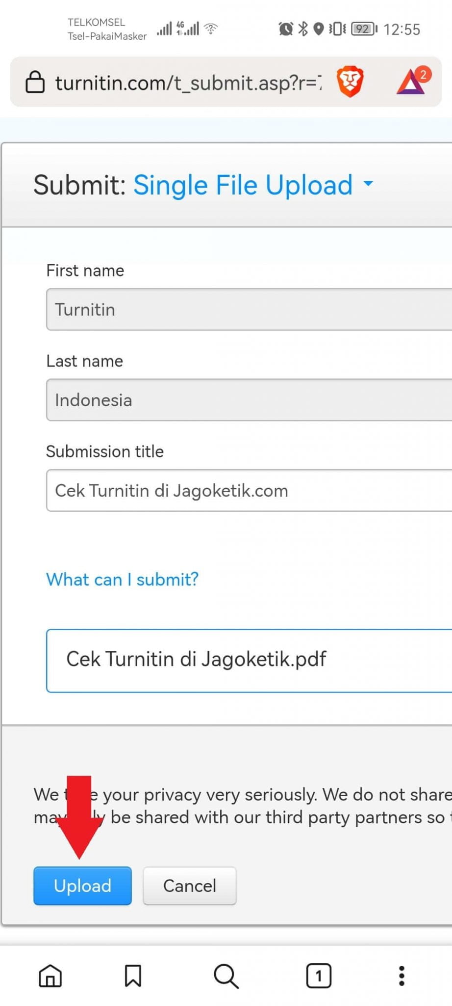 Tutorial Cara Cek Turnitin Online Menggunakan HP