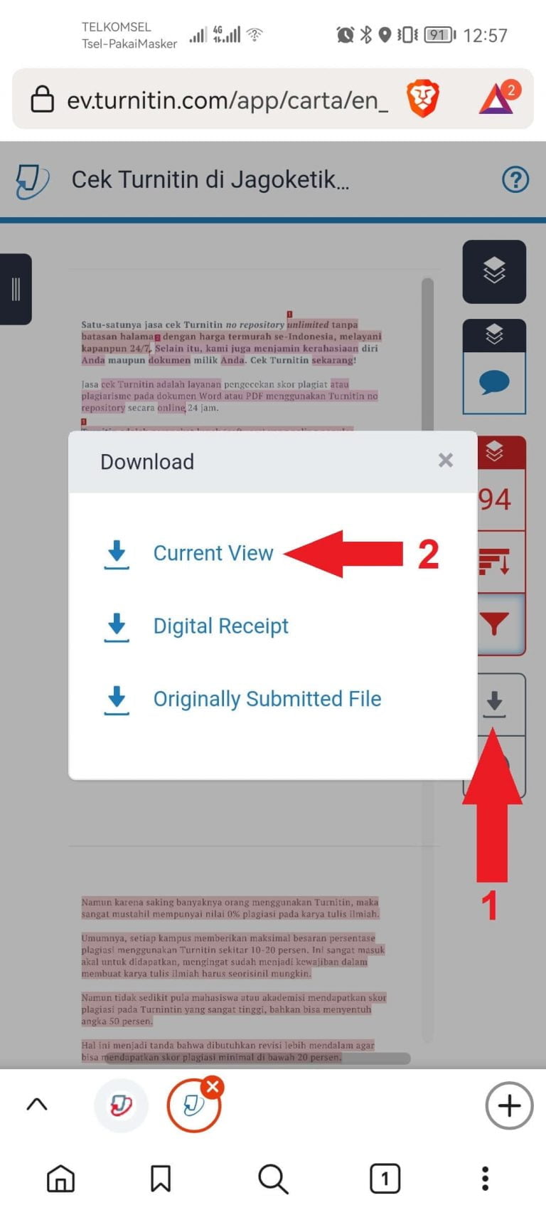 Tutorial Cara Cek Turnitin Online Menggunakan HP