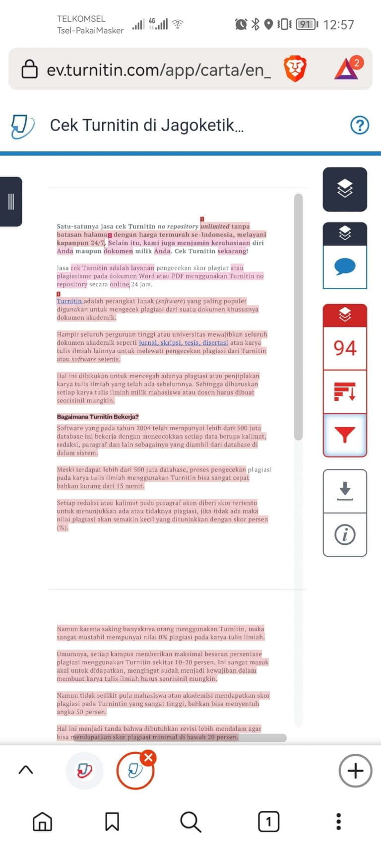 Tutorial Cara Cek Turnitin Online Menggunakan HP