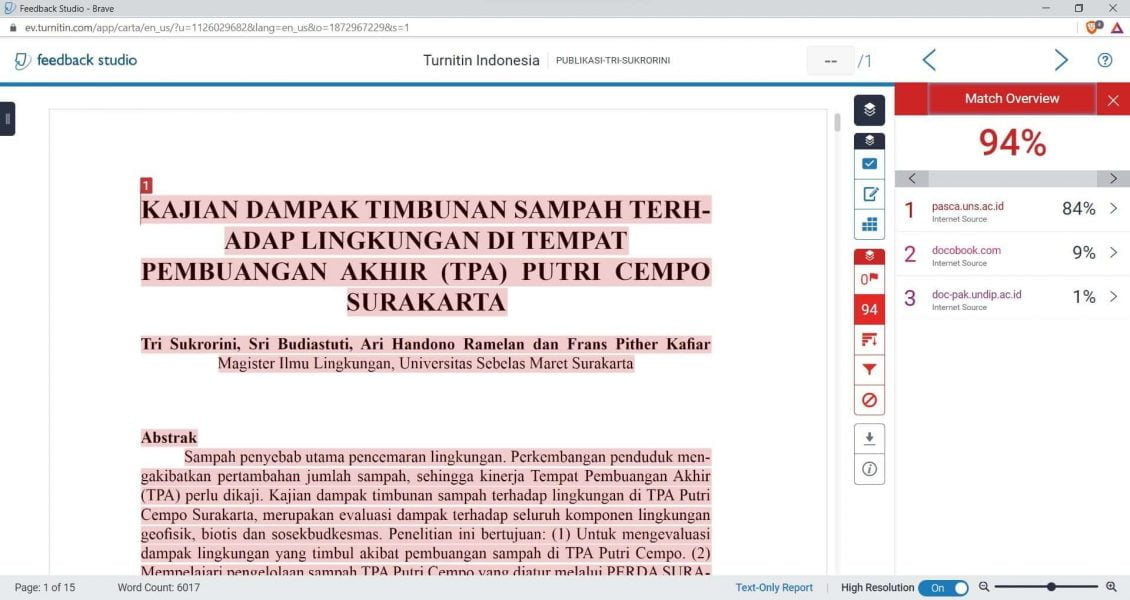 Pengertian dan Cara Mengatasi Self-Plagiarism Turnitin