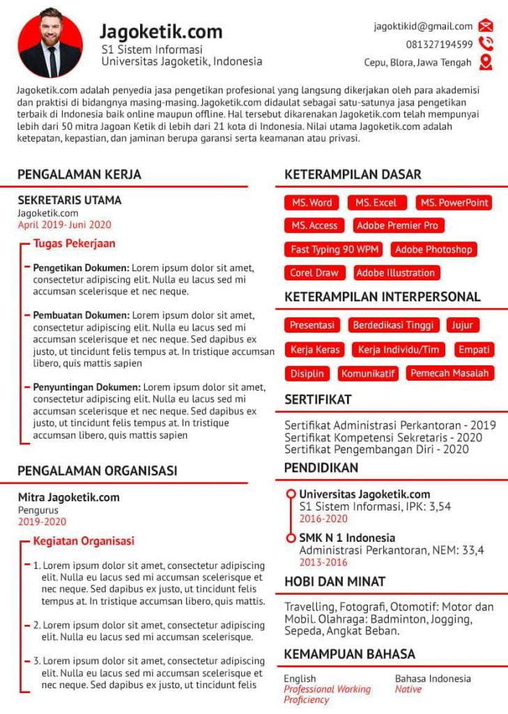 Download Template CV ATS Friendly Bahasa Indonesia Gratis 