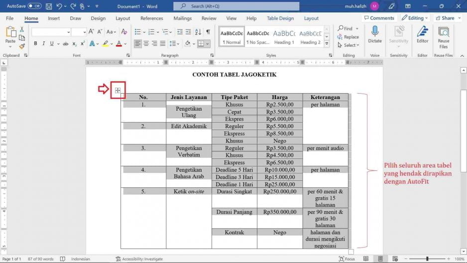 Tabel Word Rapi tanpa Ribet dengan AutoFit! (Office 365)
