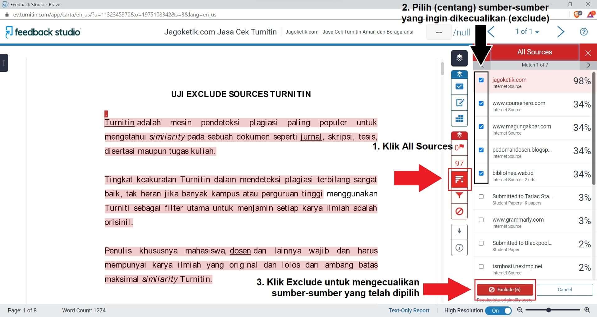 Exclude Sources: Cara 'Curang' Lolos Turnitin dengan Cepat