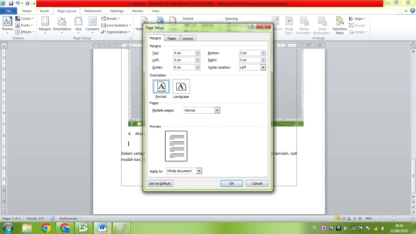 Cara Mengatur Margin 4433 di Microsoft Word