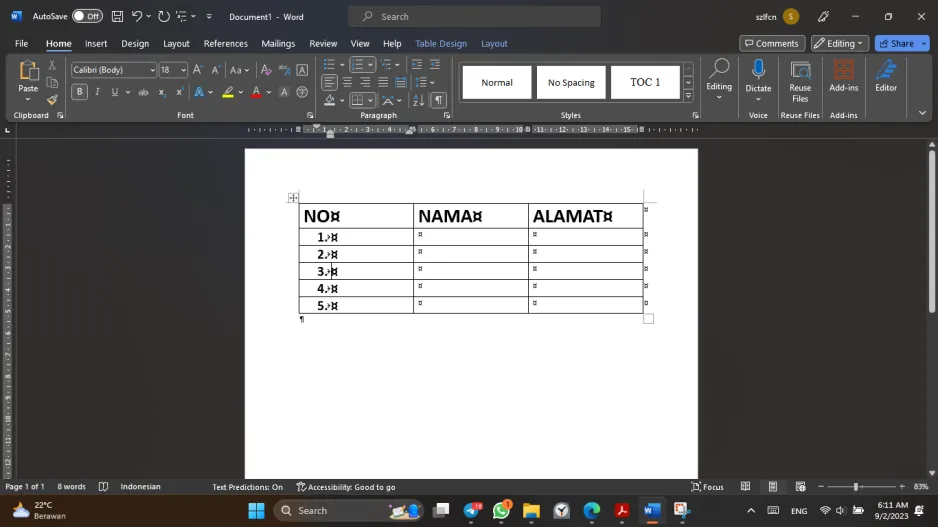 Cara Membuat Penomoran Otomatis pada Tabel di Microsoft Word