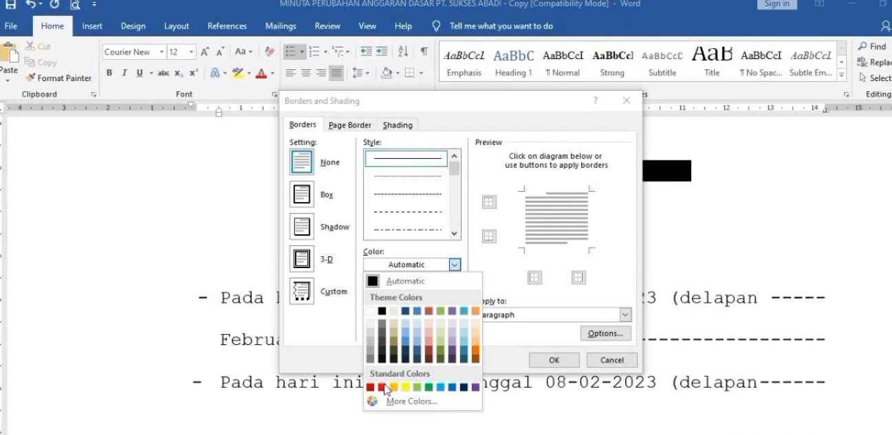 Cara Membuat Garis Putus-Putus di Akta Notaris dan Akta PPAT Mudah