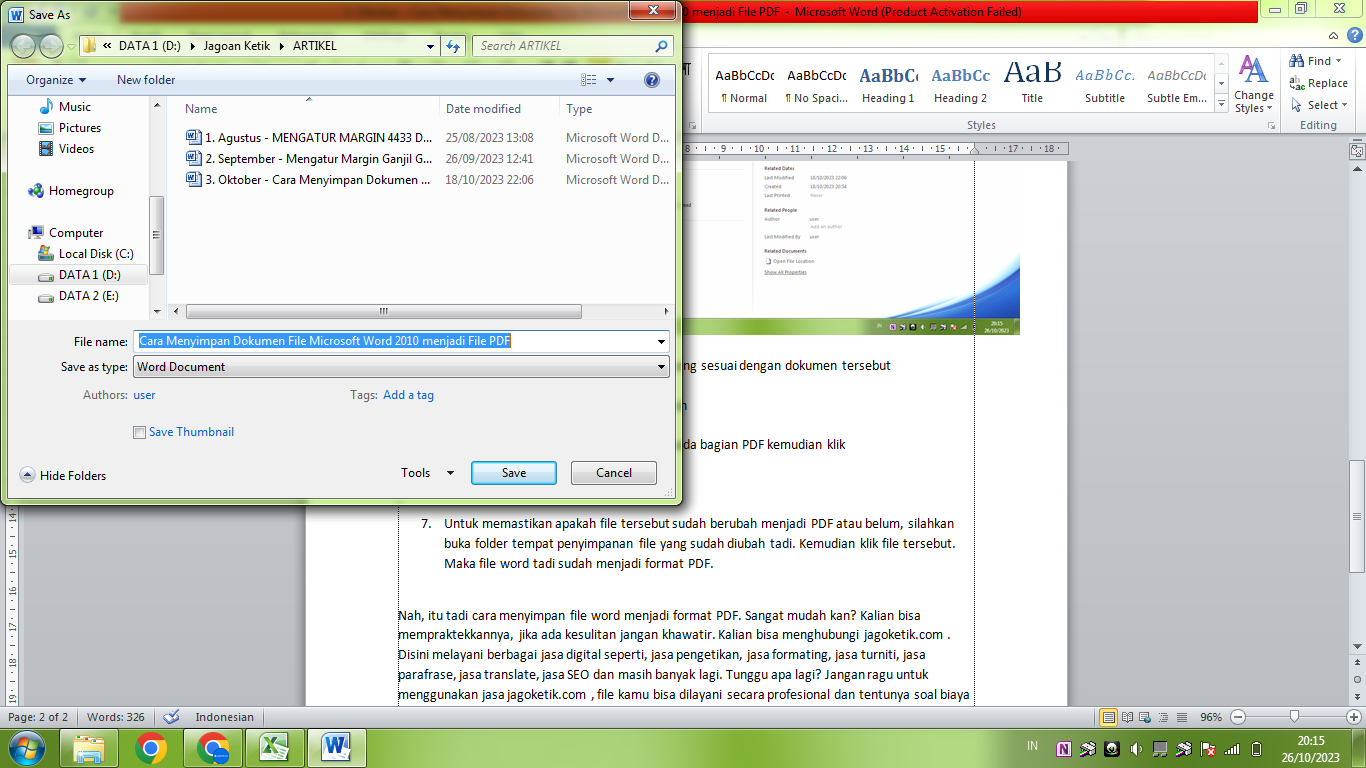 Cara Menyimpan File PDF di Microsoft Word, Tanpa Aplikasi Lain