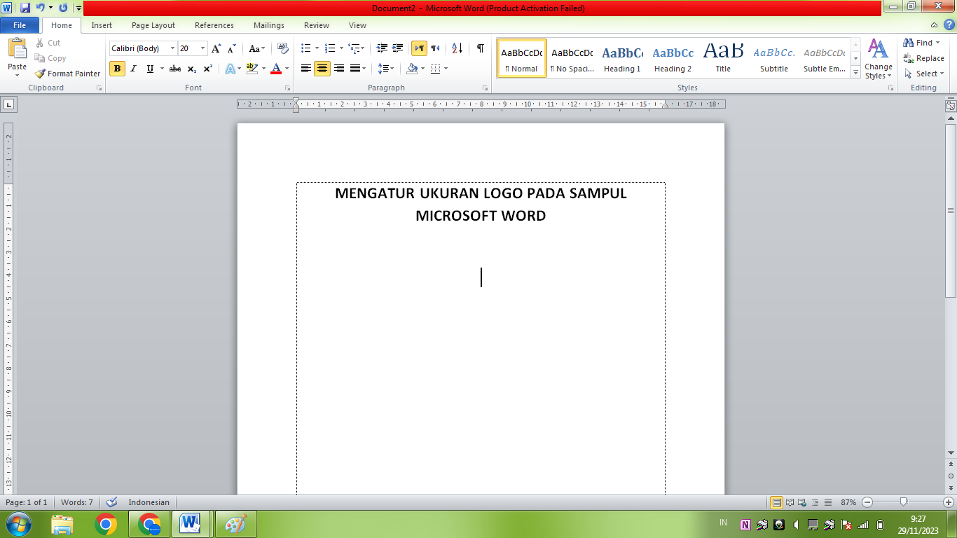 Mengatur Ukuran Logo Cover Skripsi Microsoft Word
