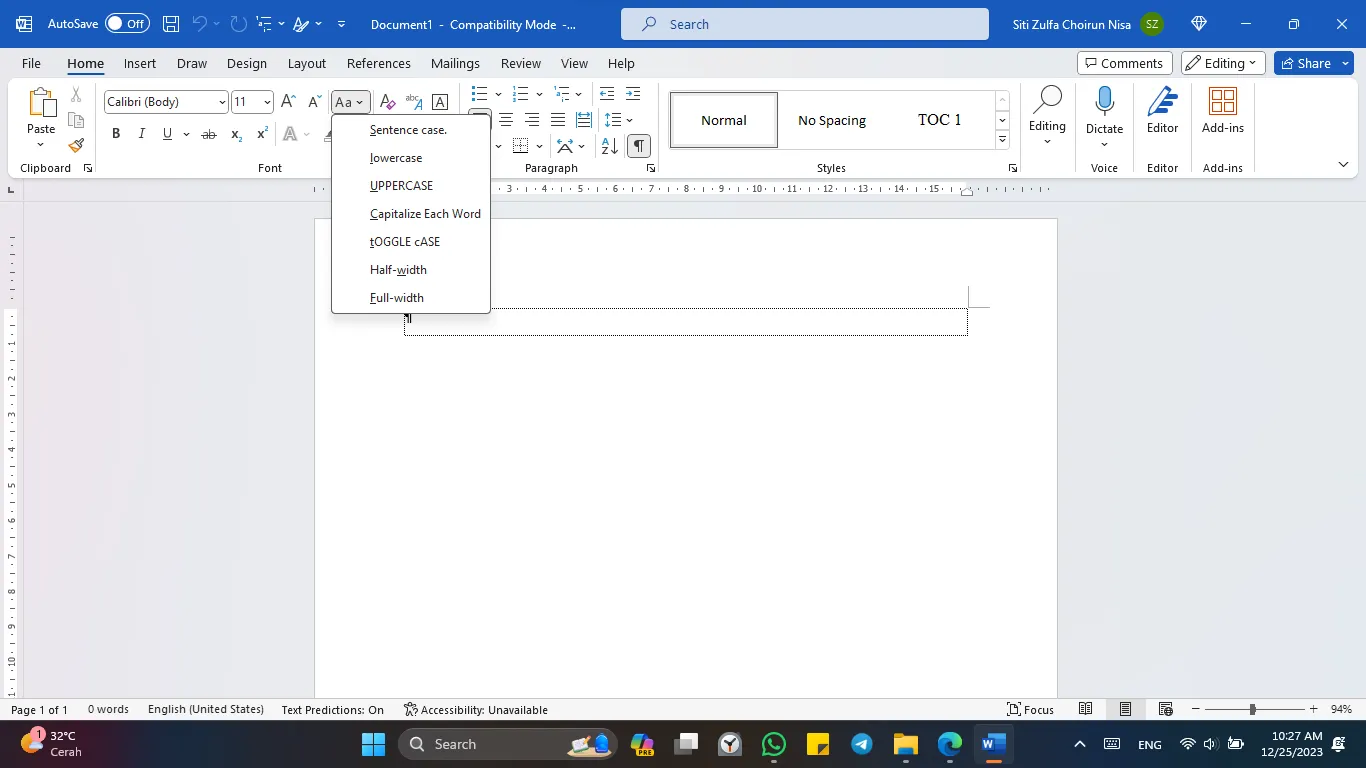 Change Case dalam Micorosoft Word