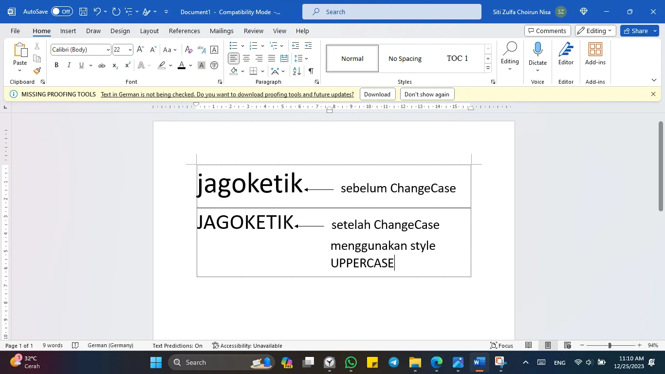 Change Case dalam Micorosoft Word