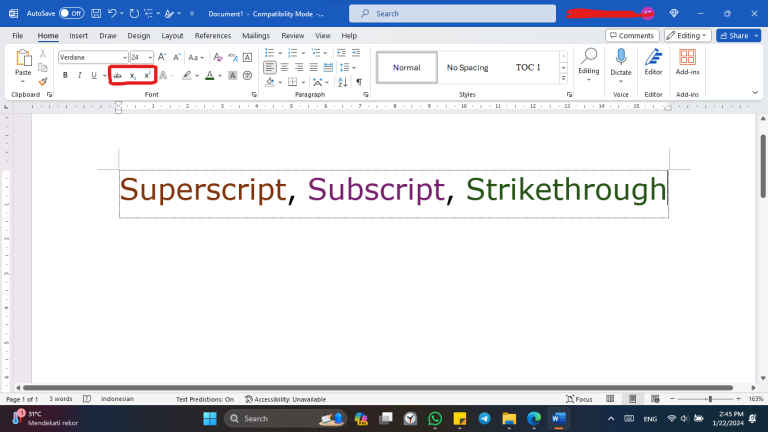Memanfaatkan Superscript, Subscript, dan Strikethrough dalam Microsoft Word Memanfaatkan Superscript, Subscript, dan Strikethrough dalam Microsoft Word