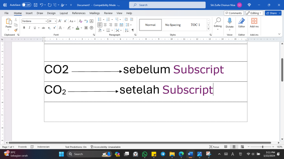 Memanfaatkan Superscript, Subscript, dan Strikethrough dalam Microsoft Word