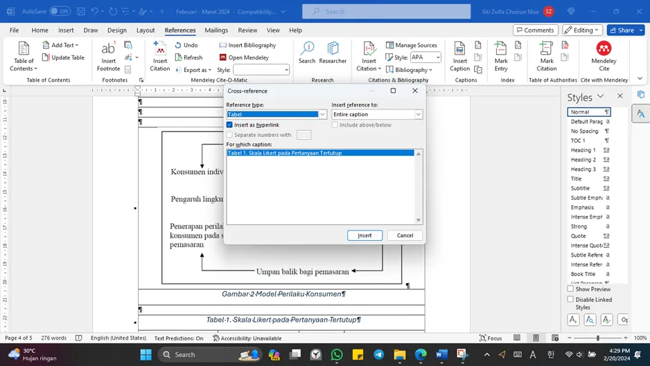 Panduan Singkat Menggunakan Cross References di Microsoft Word
