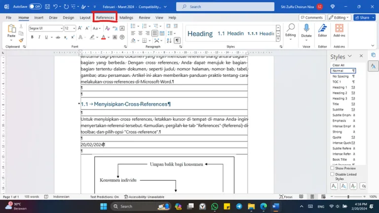 Panduan Singkat Menggunakan Cross References di Microsoft Word
