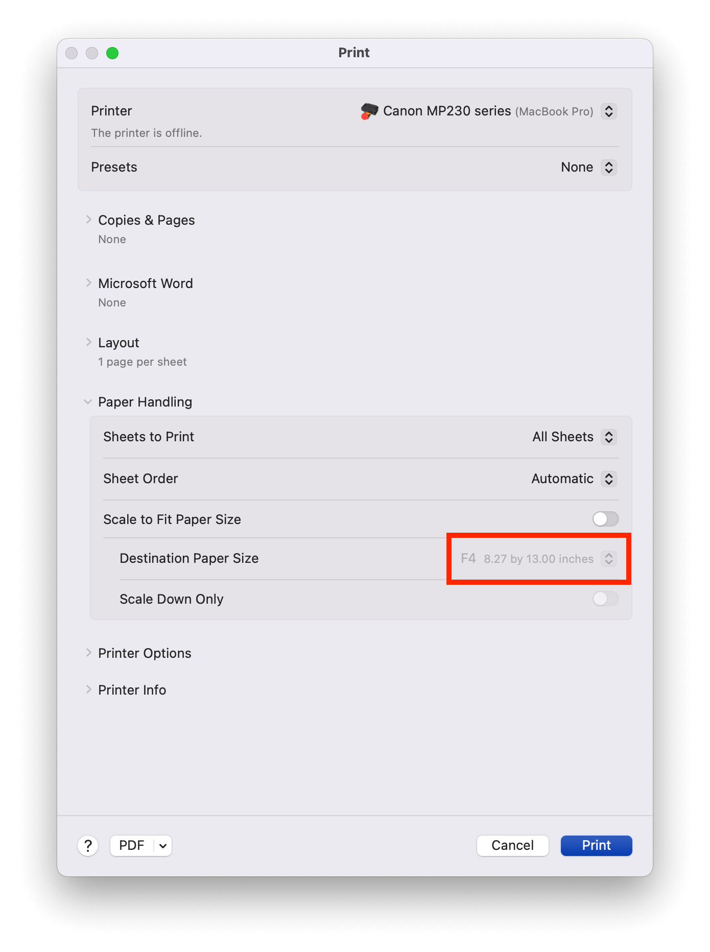 Cara Menambah Ukuran Kertas F4 di Word MacBook