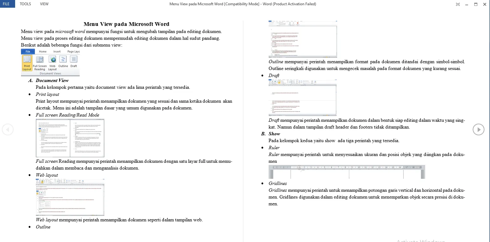 Menu View pada Microsoft Word