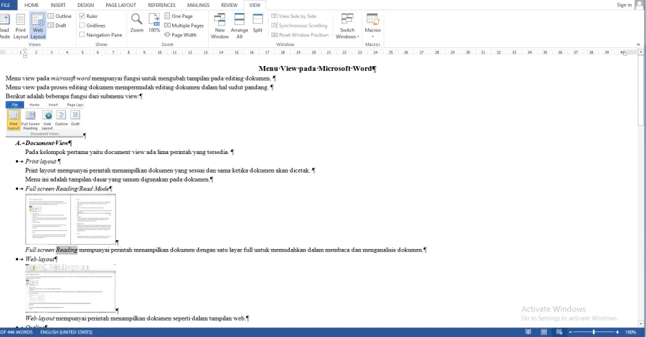 Menu View pada Microsoft Word
