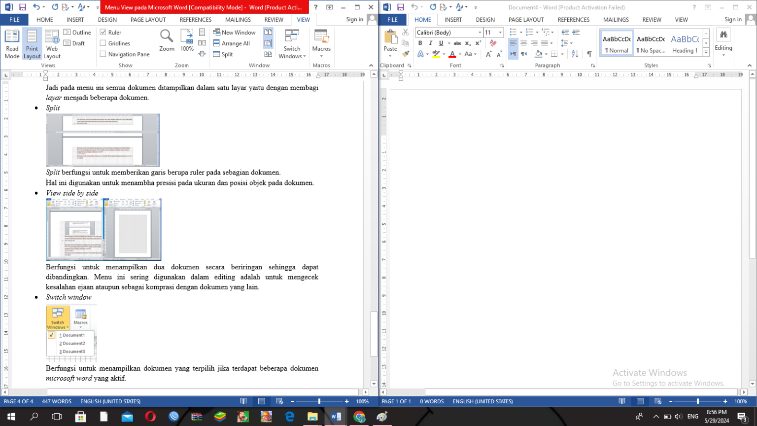 Menu View pada Microsoft Word