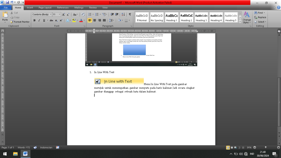 Wrap Text pada Microsoft Word