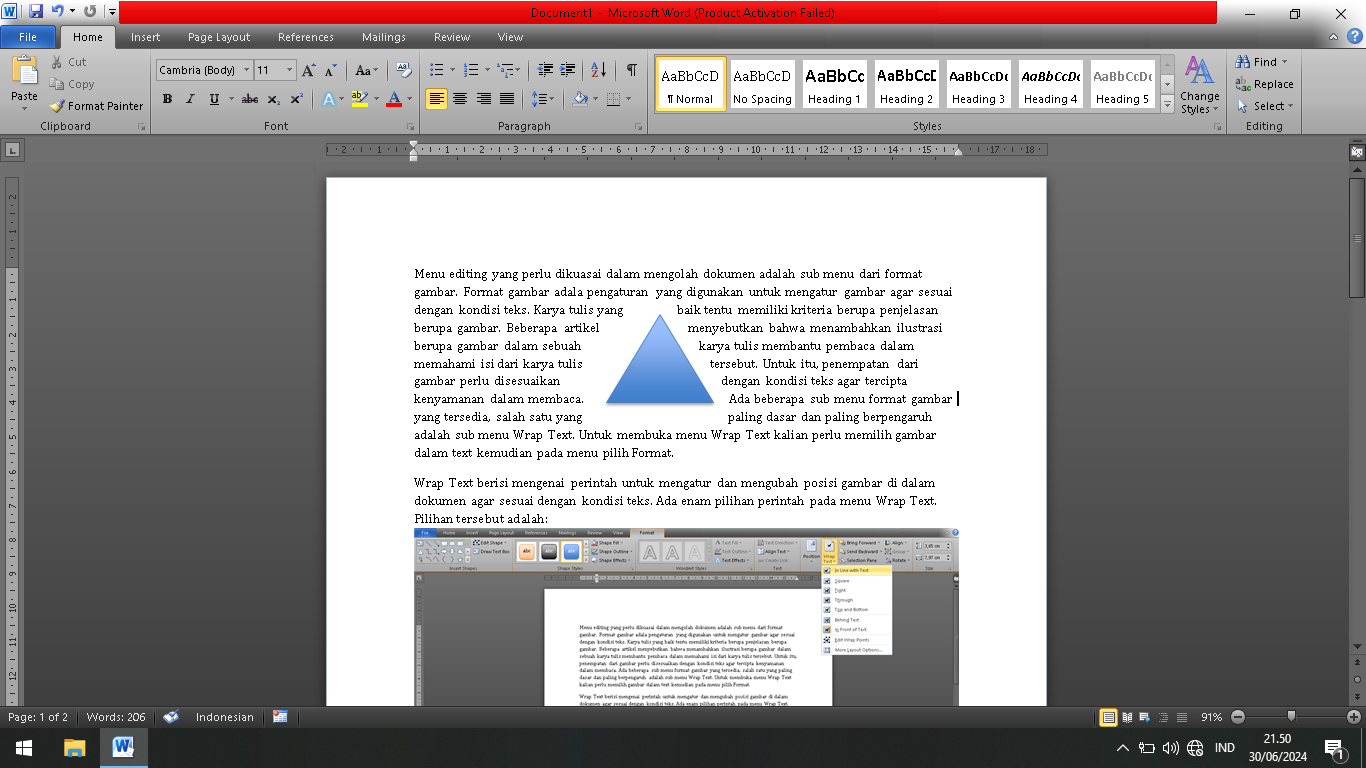 Wrap Text pada Microsoft Word