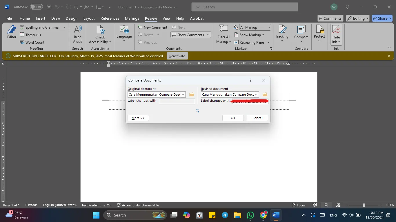 Cara Menggunakan Compare Documents di Microsoft Word untuk ...