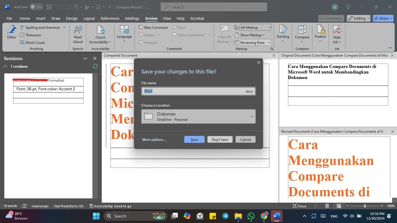Cara Menggunakan Compare Documents di Microsoft Word untuk ...