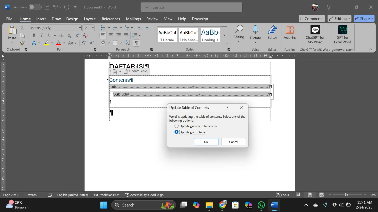 Menggunakan Style untuk Otomatisasi Daftar Isi di Microsoft Word