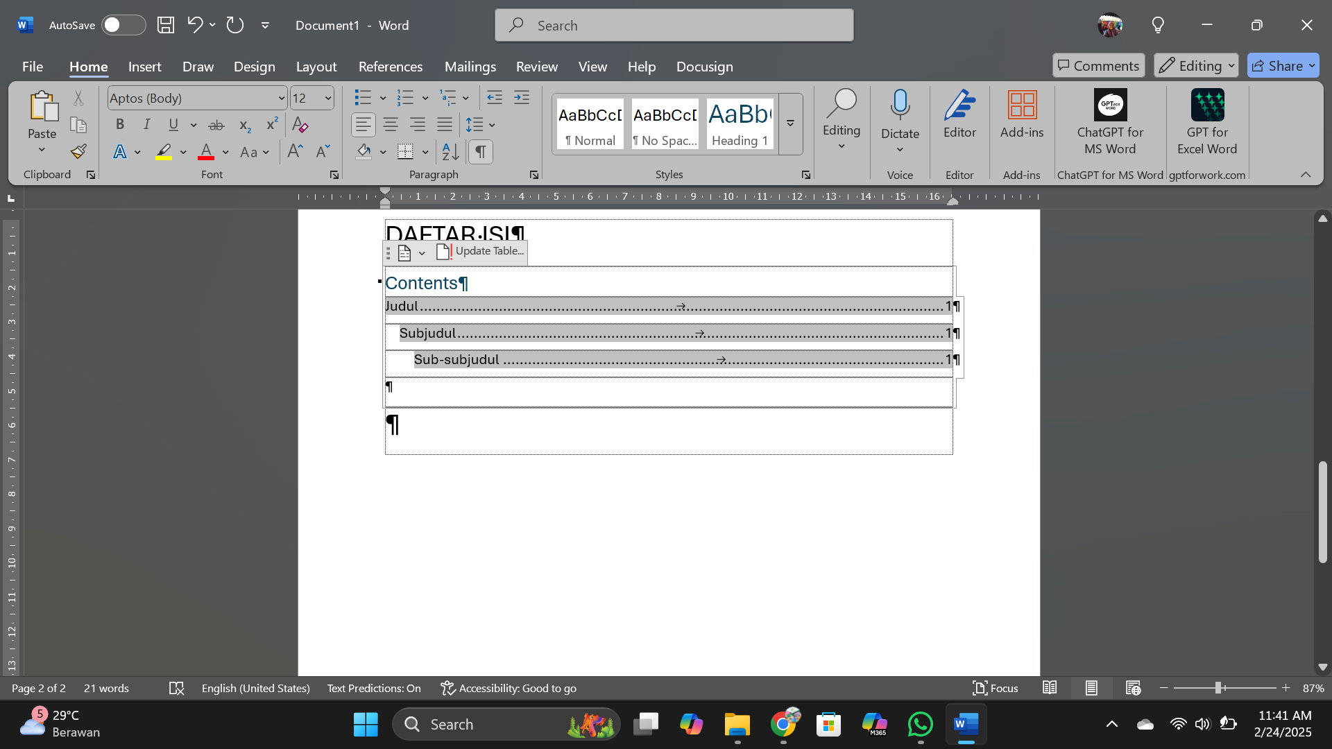 Menggunakan Style untuk Otomatisasi Daftar Isi di Microsoft Word