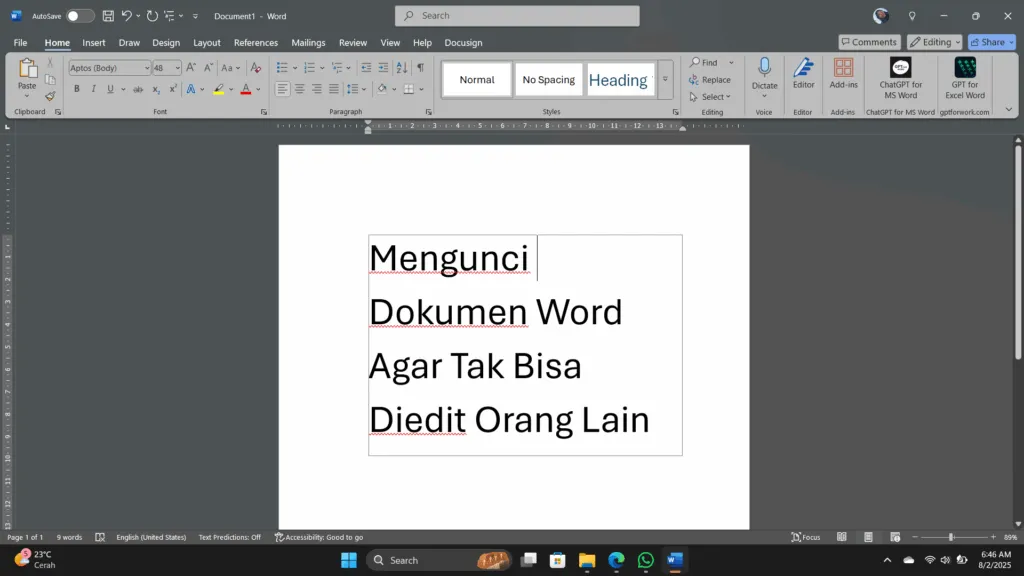 Mengunci Dokumen Word Agar Tak Bisa Diedit Orang Lain