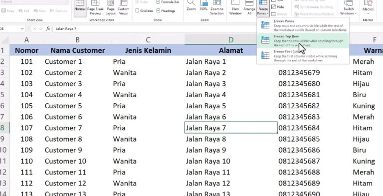 Cara Kunci Baris dan Kolom dengan Freeze Panes di Microsoft Excel