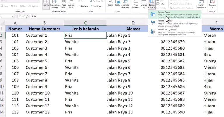 Cara Kunci Baris dan Kolom dengan Freeze Panes di Microsoft Excel